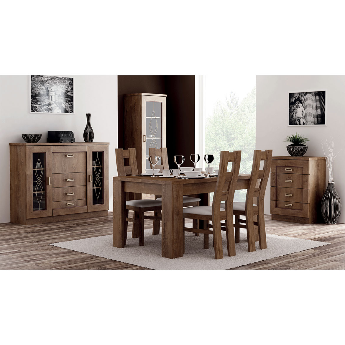 Tadeusz komoda 4 ladice 63x44x90 tamni hrast | Emmezeta webshop
