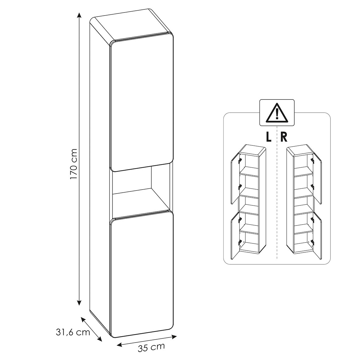 Aruba viseci ormar 2 vrata 39x25x170 cm crni | Emmezeta webshop ...