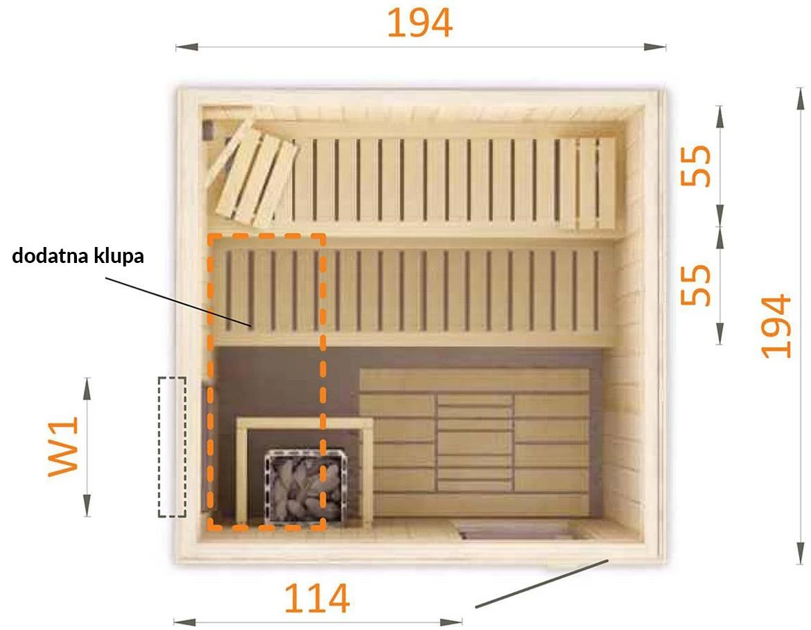 Sauna PERHE 2020 V + prozor | Emmezeta webshop