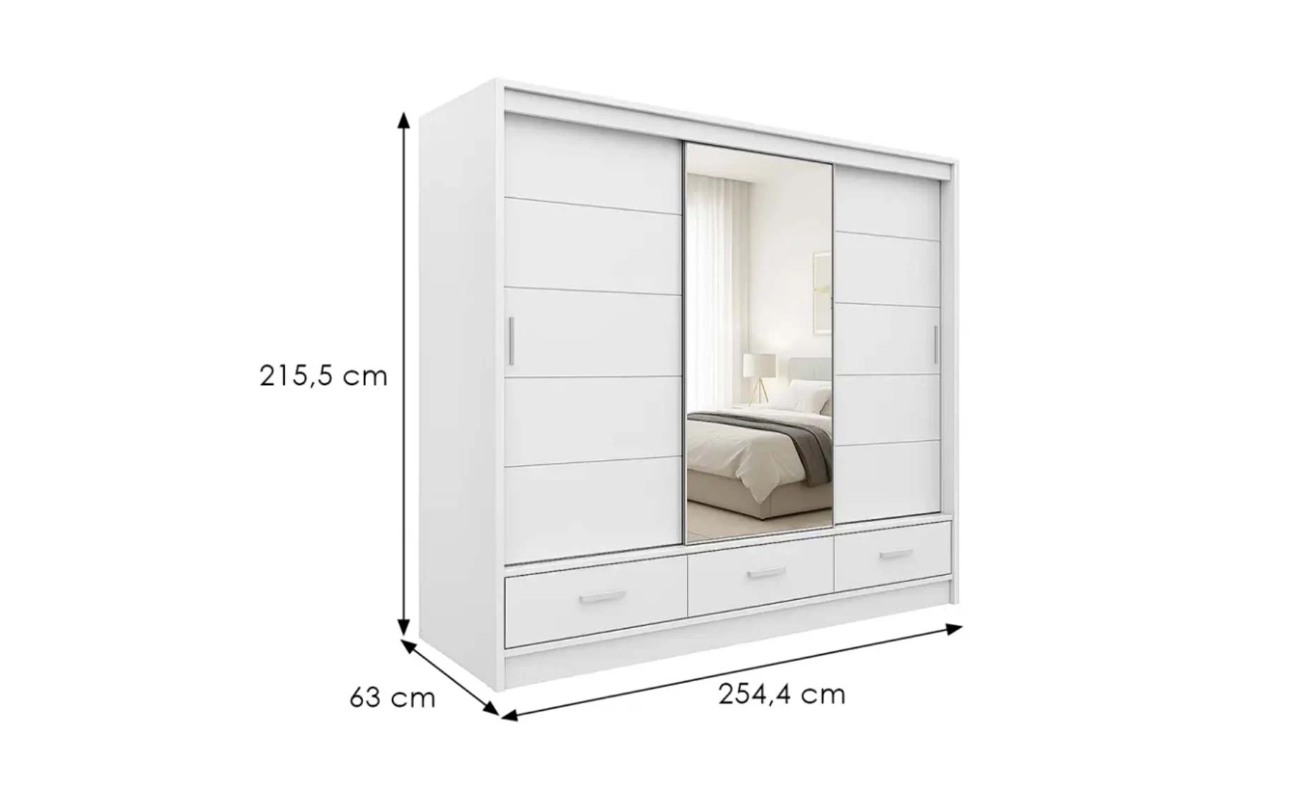 Rossa klizni ormar 254x63x215 cm bela | Emmezeta webshop
