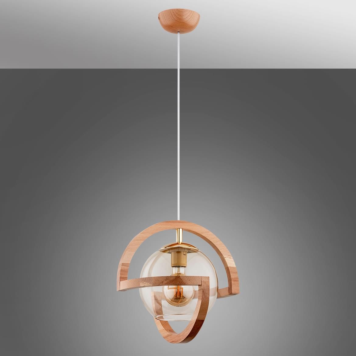 Viseca svjetiljka Cabrio Wood 1 natur | Emmezeta webshop