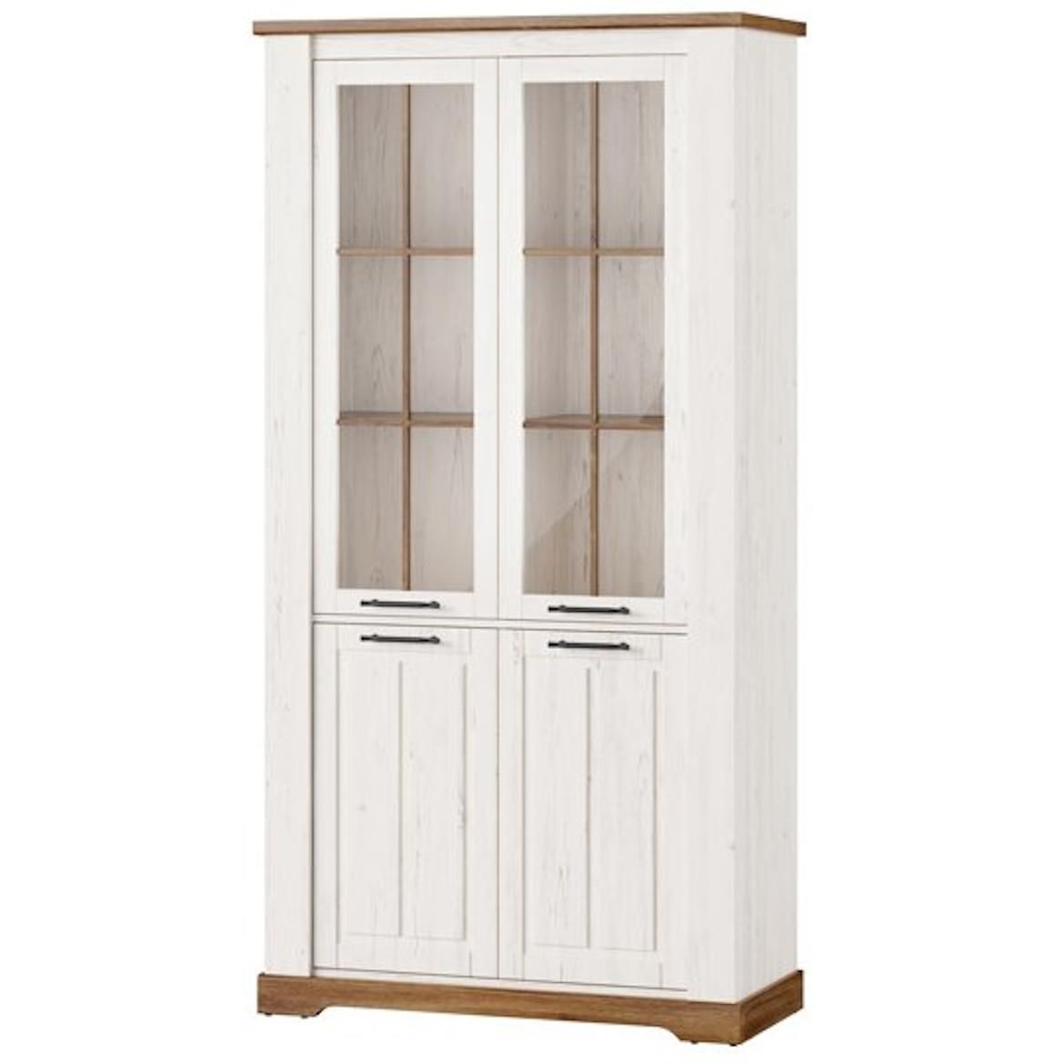 Country 12 vitrina 4 vrata 104x45x204 cm bela/hrast | Emmezeta webshop