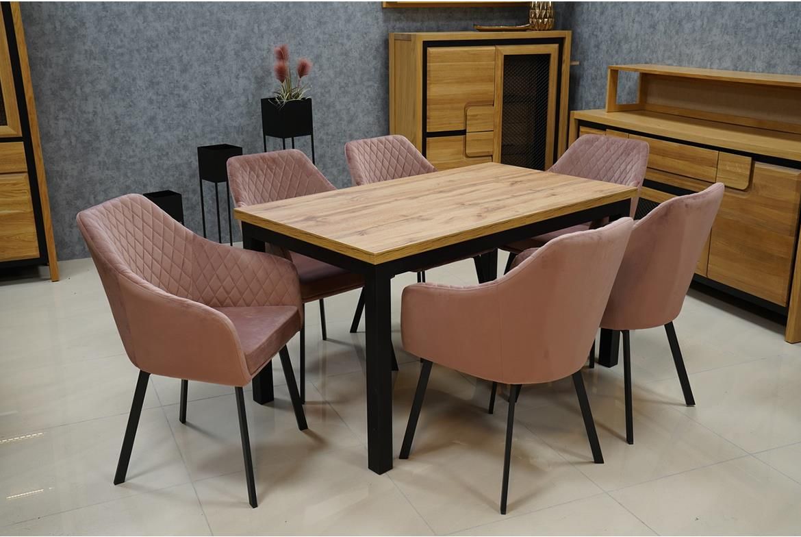 Singapur set stolova i stolica 1+6 st 120x80x75 cm natur/crna/smeda ...
