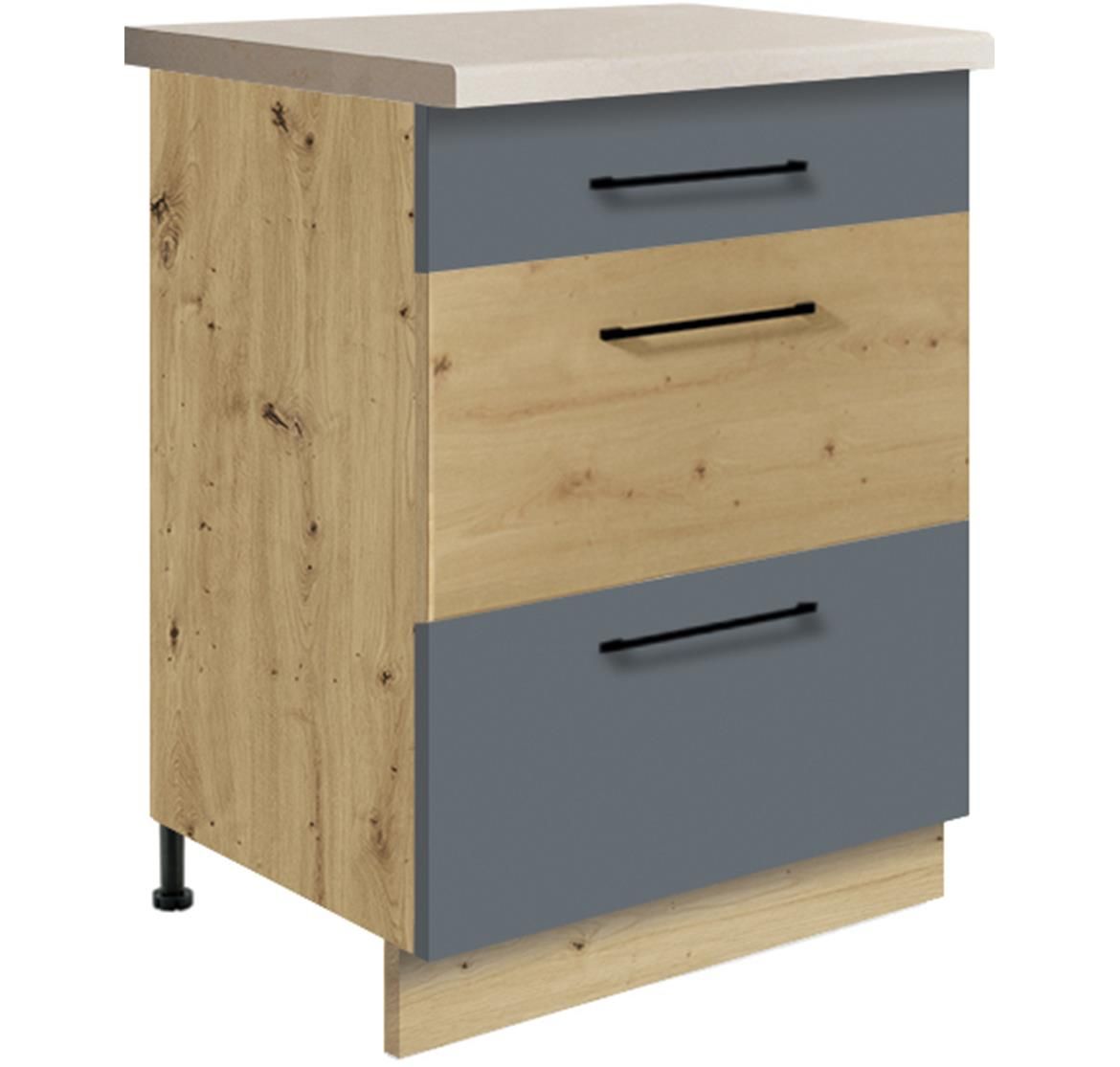 Infinity 10D kuhinjski element 3 fioke 60x51x82 cm siva/hrast ...