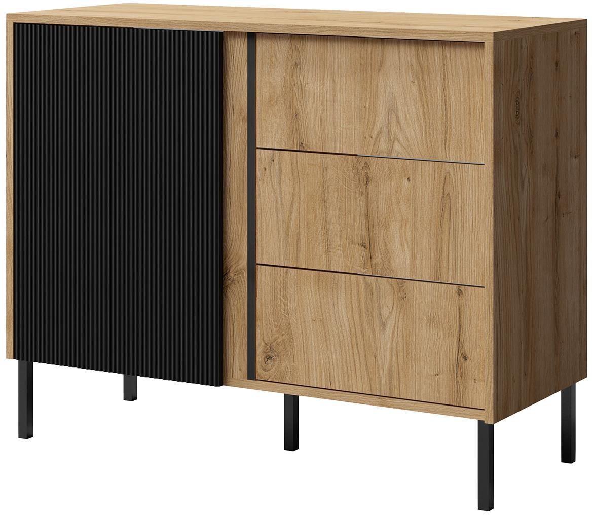 Mia 5 komoda 1 vrata+3 fioke 100x41x80 cm hrast/crna | Emmezeta webshop