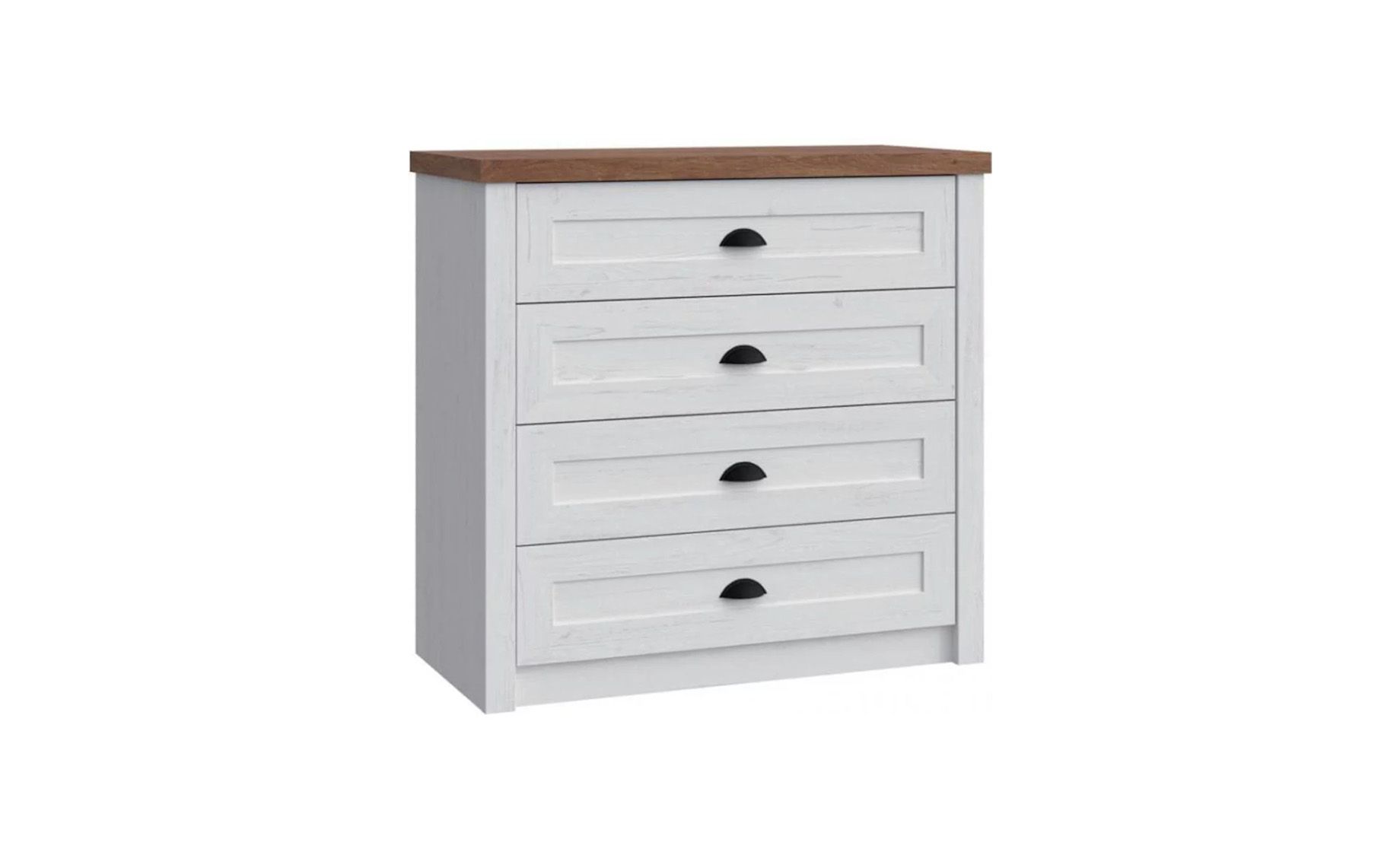 Prowansja komoda 4 fioke 88x43x88 cm bela/natur | Emmezeta webshop